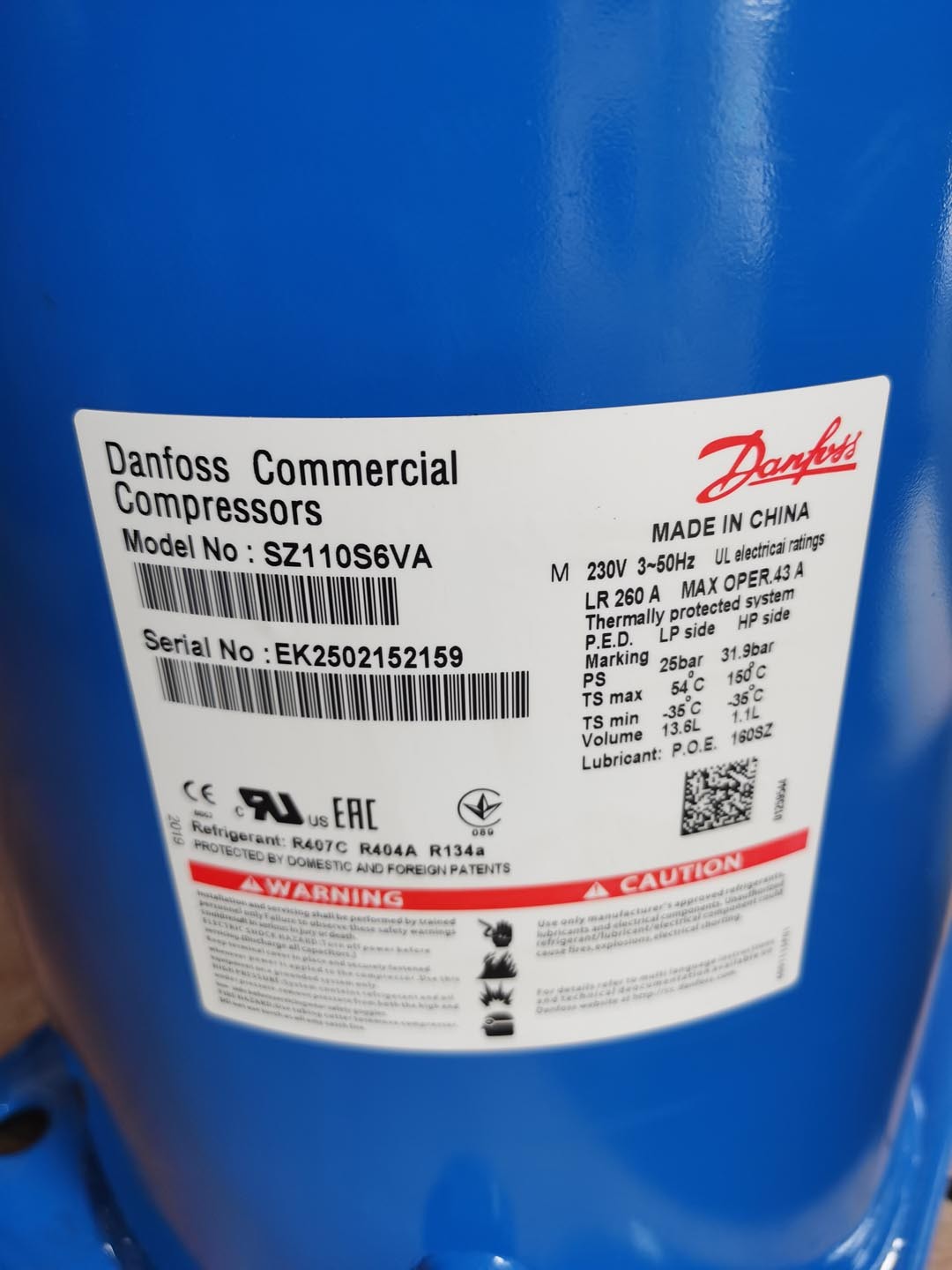 SZ110S6VA Danfoss Refrigeration Compressor