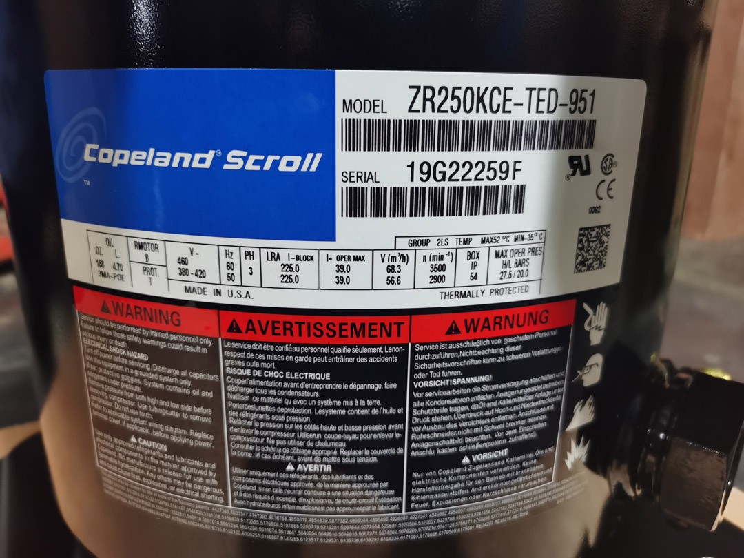 ZR250KCE-TED-951 Emerson Copeland Refrigeration Compressor
